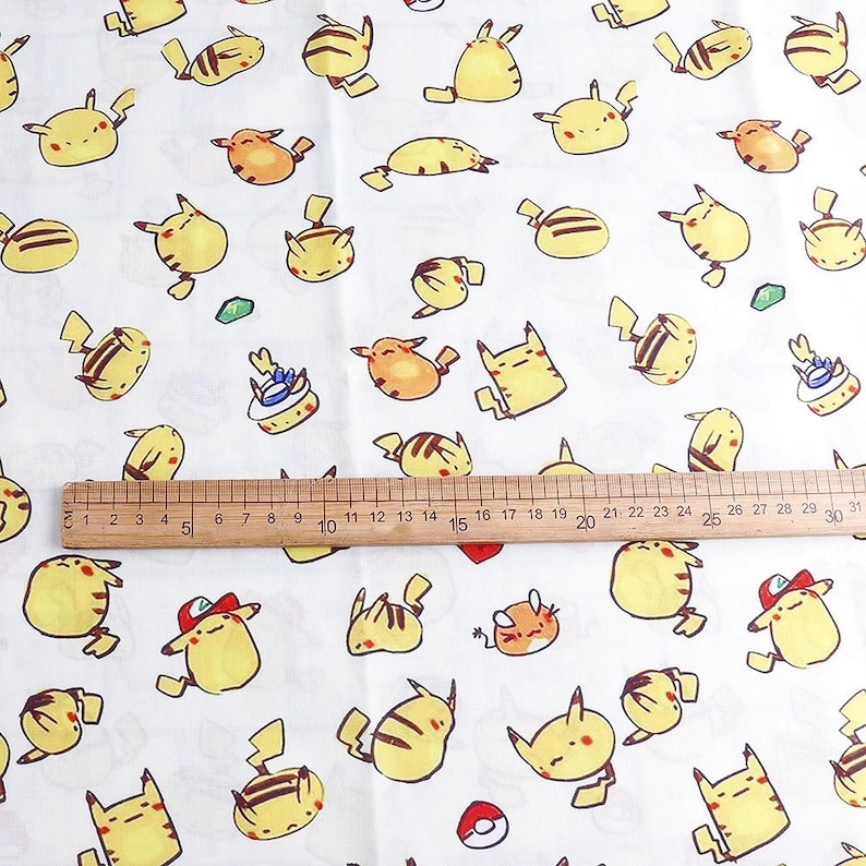 Pikachu Poket Monster Fabric Polyester Cotton Fabric Cartoon - Etsy