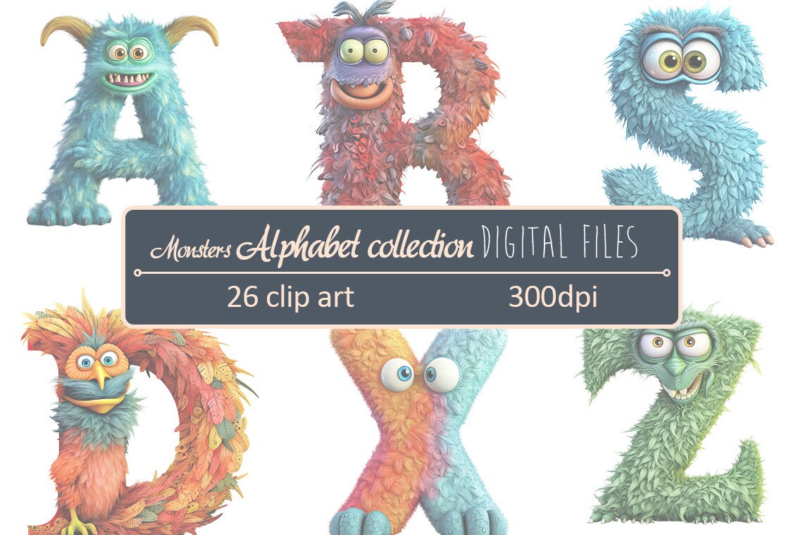 Monster Alphabet Clipart Transparent Background PNG Free Commercial Use ...