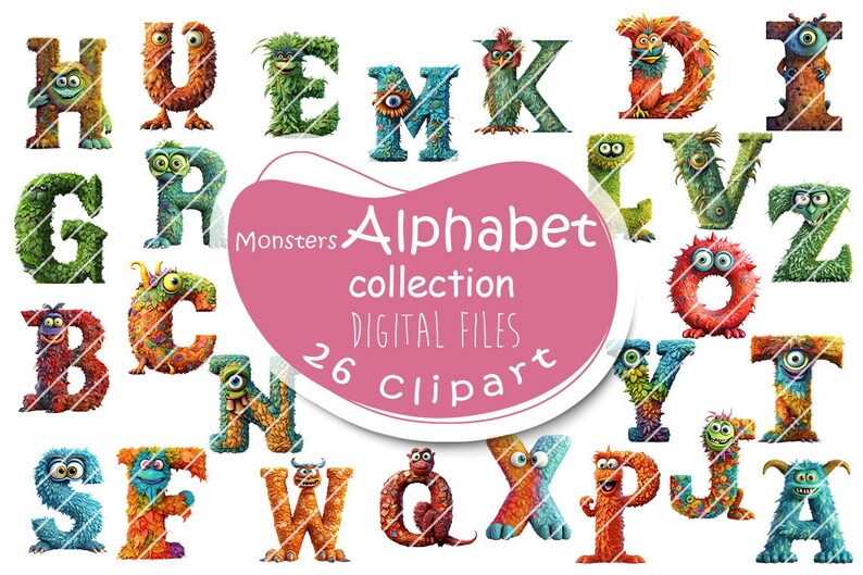 Monster Alphabet Clipart Transparent Background PNG Free Commercial Use ...