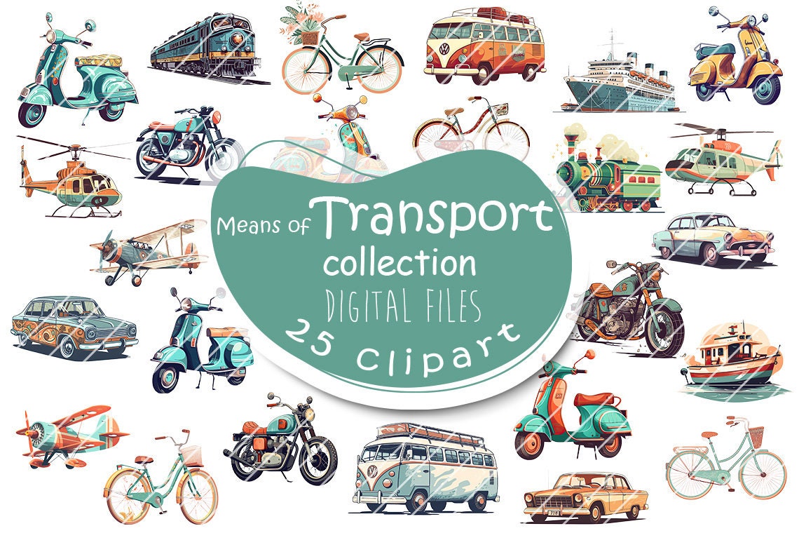 Means of Transport Clipart Transparent Background PNG Free Commercial ...