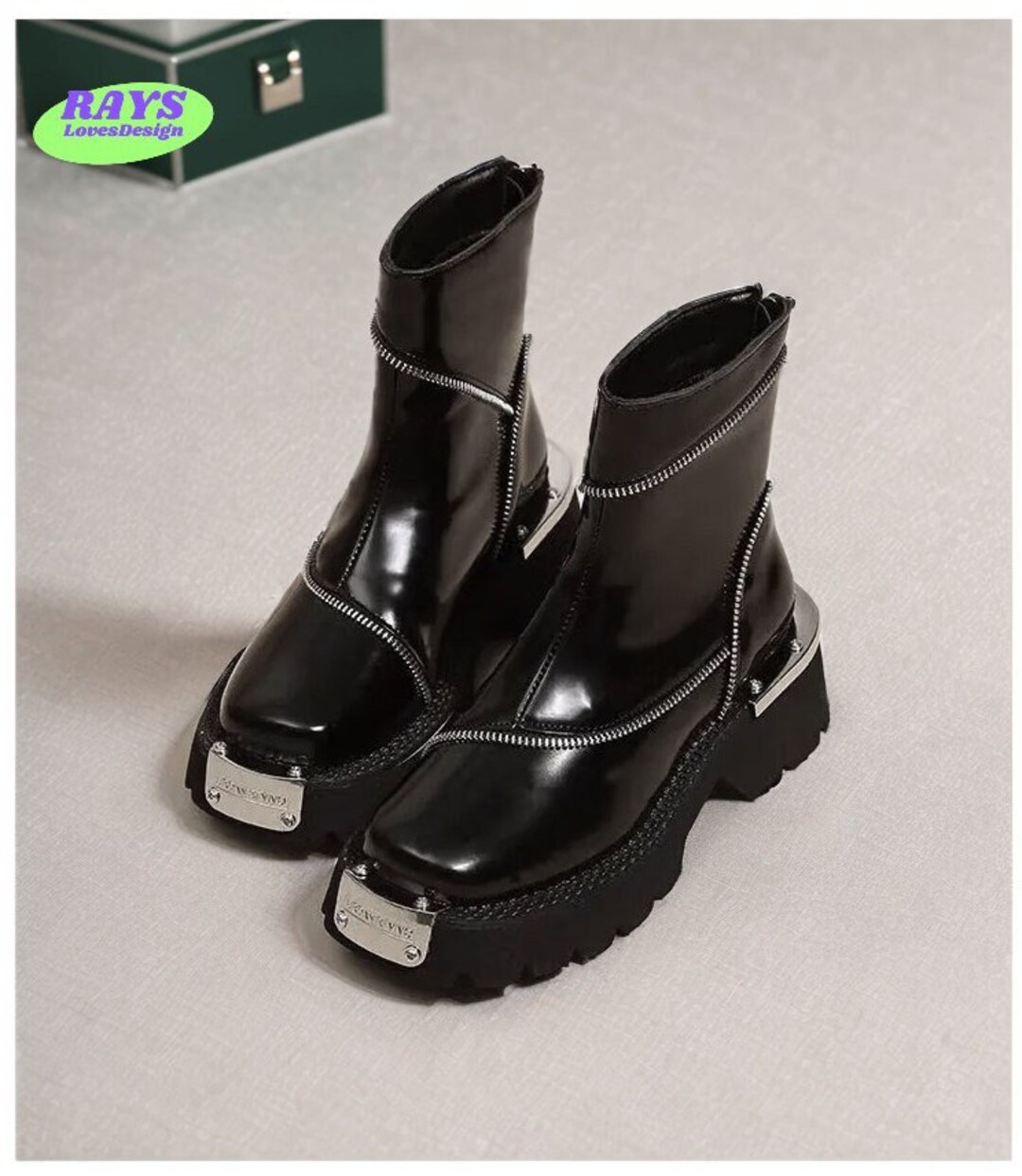 Dark Goth Platform High Heels Chelsea Ankle Boots, Punk Boots, Buckle ...