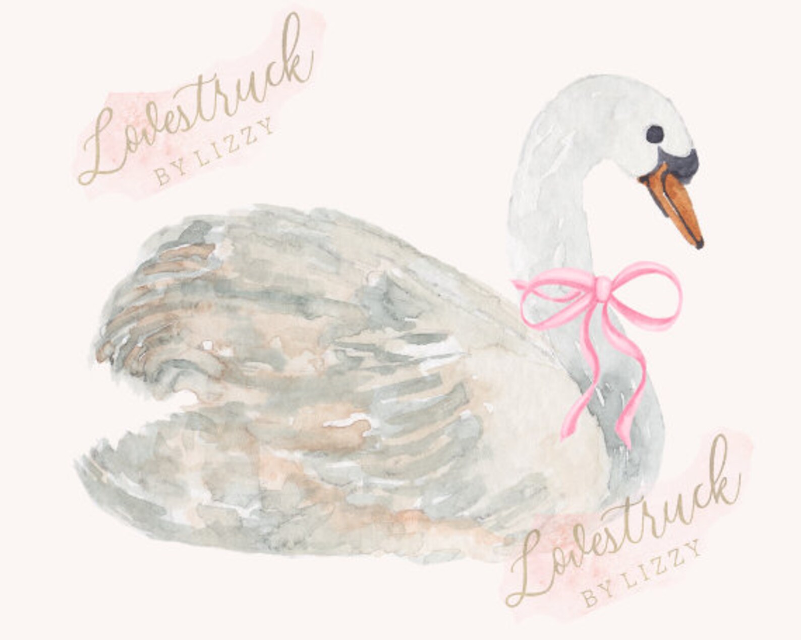 Swan With Pink Bow | Digital Download Art Print - Etsy