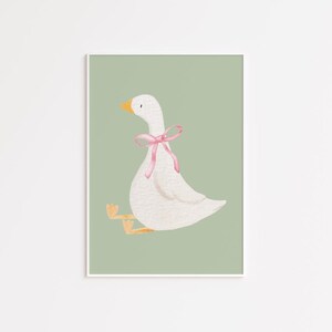 Green Background and Pink Bow | Silly Goose Nursery Art | Instant ...