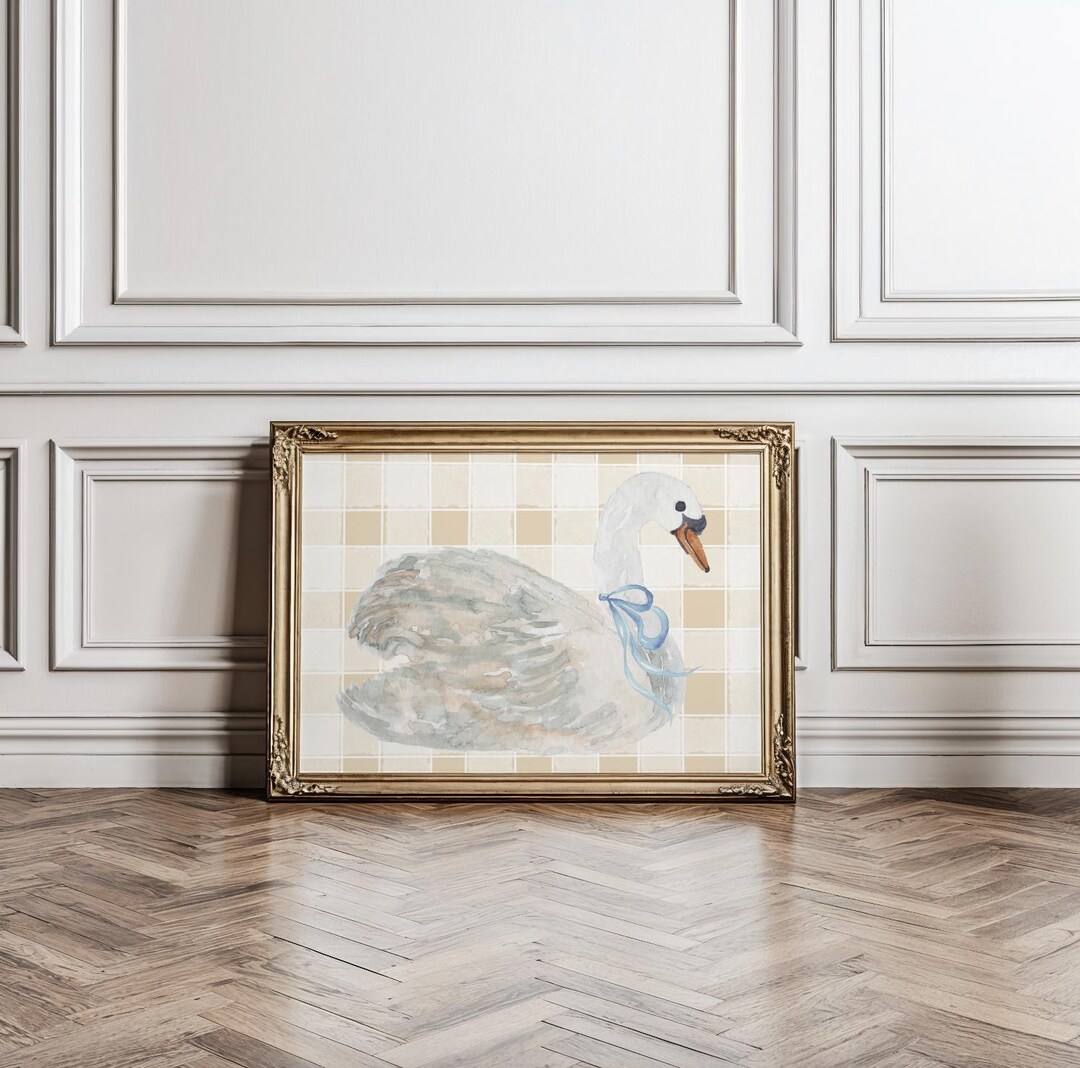 Swan With Bow | Digital Download | Printable | Art - Etsy
