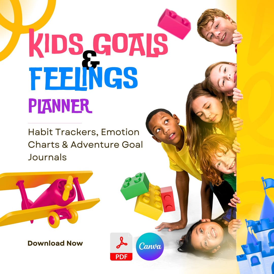 Kids Goal & Feeling Planner | Emotion Charts, Habit Trackers (canva ...