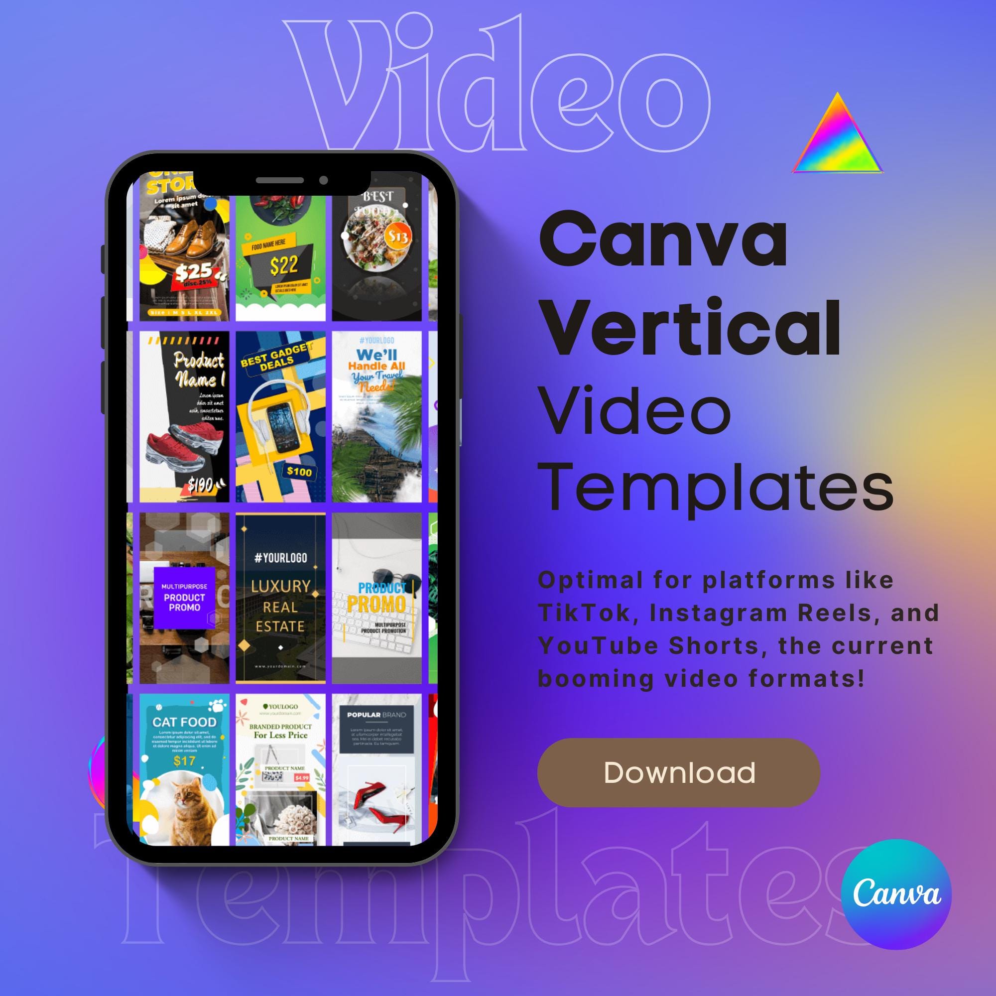 Canva Vertical Video Templates - Etsy