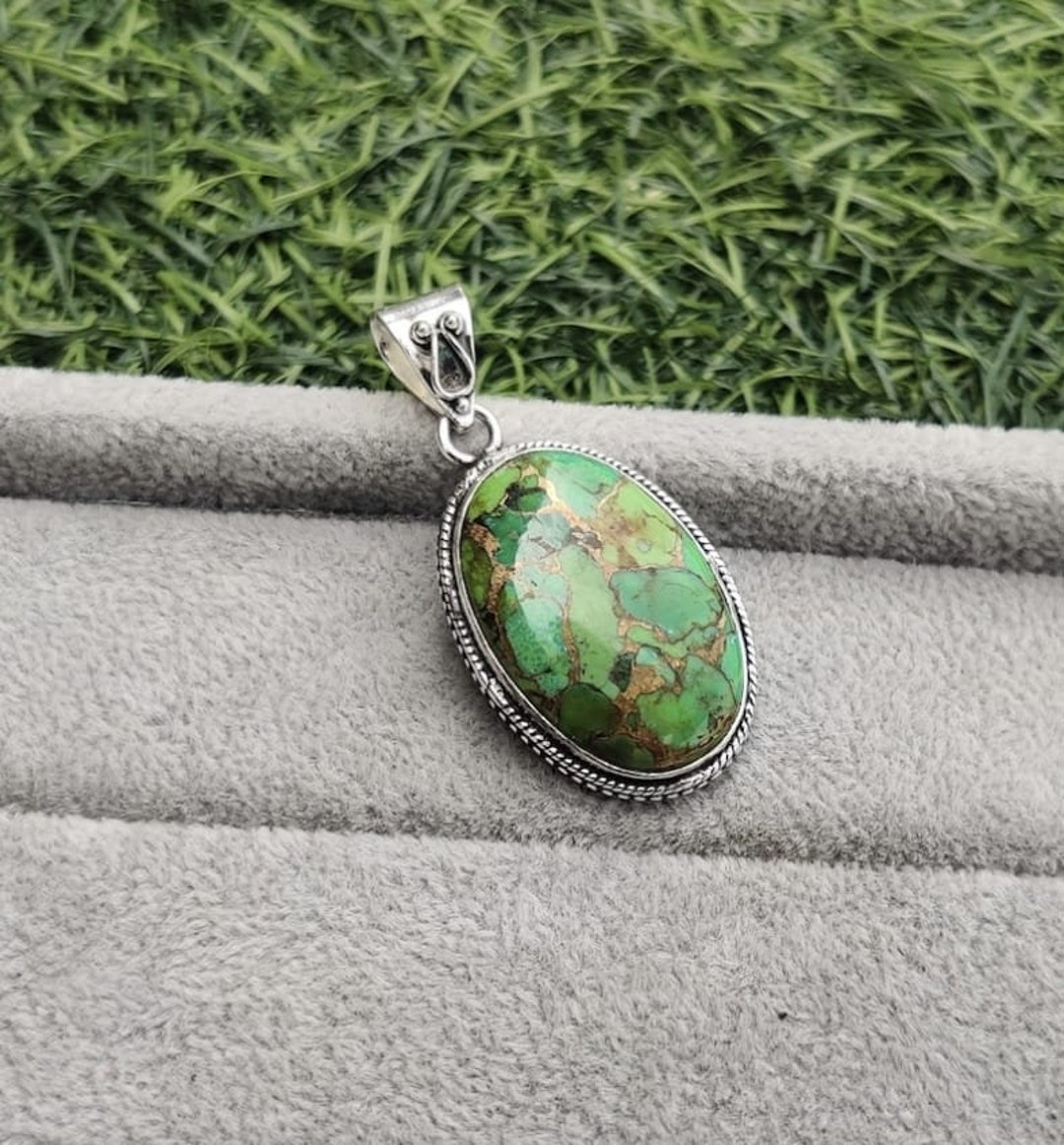 Native American Green Turquoise Pendant-real Green Copper Turquoise ...
