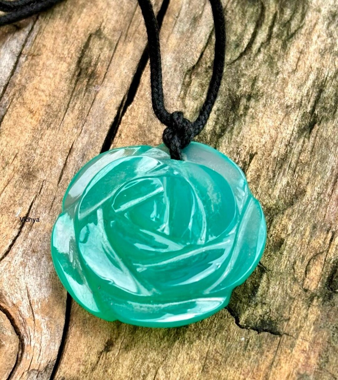 Natural Green Onyx Flower Pendant, Gemstone Pendant, Bead Single ...
