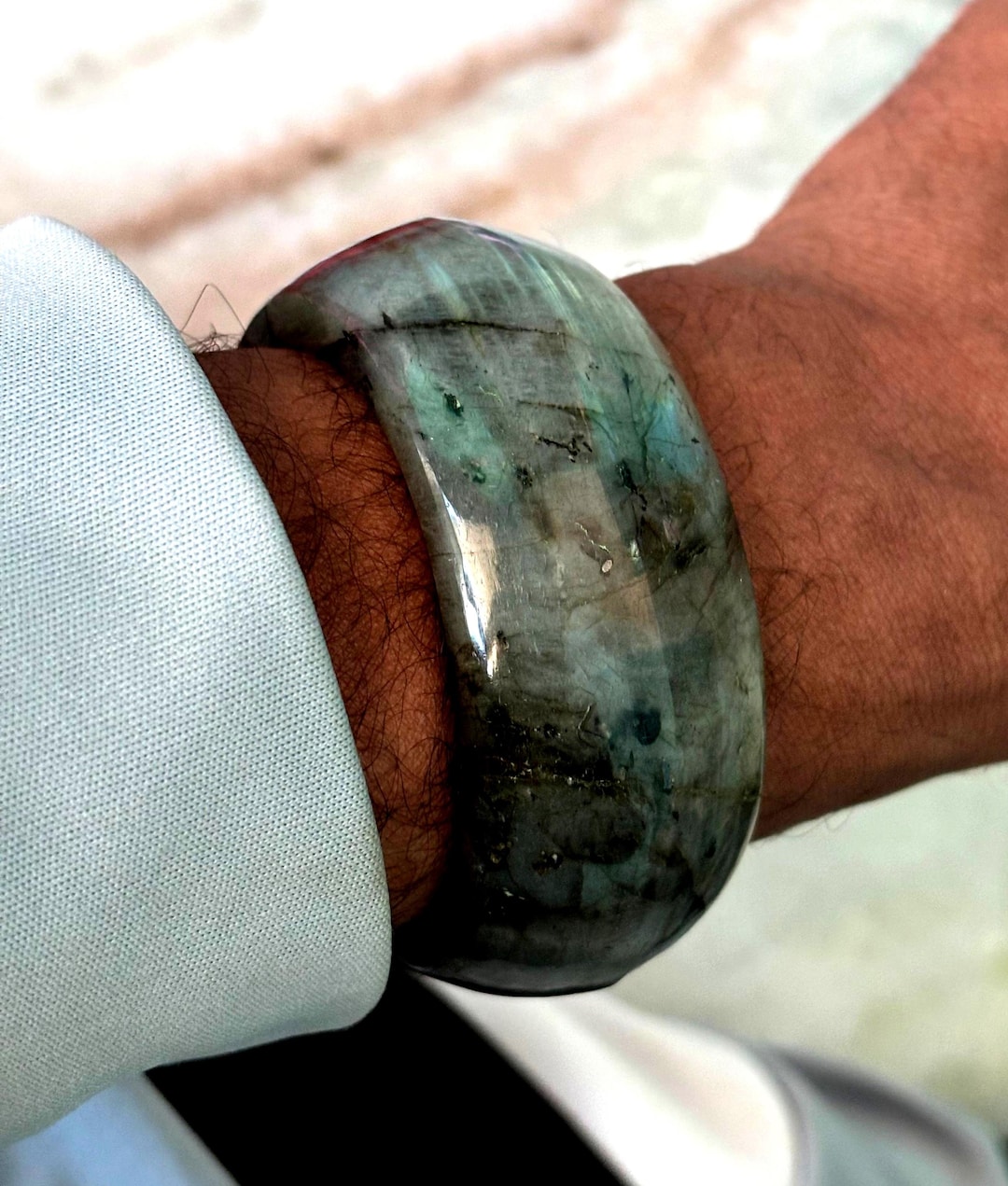 Blue Fire Labradorite Cuff Bracelet: Hand Carved Bracelet - Etsy