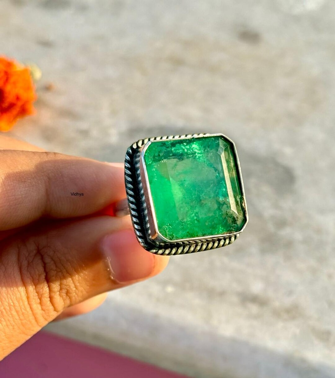 Emerald Crystal Ring, 925 Sterling Silver Ring, Gemstone Ring ...