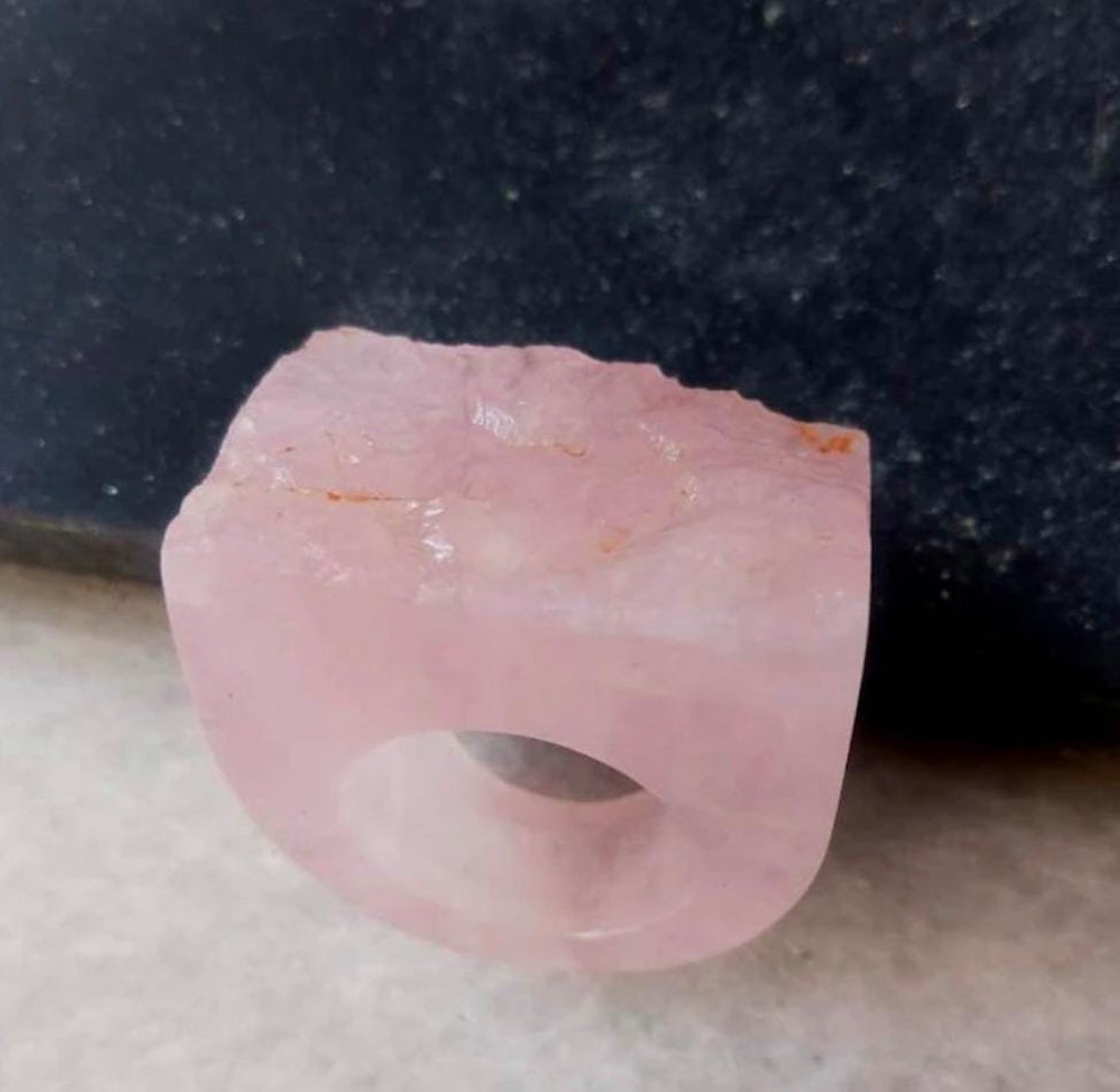 Raw Rose Quartz Ring Raw Stone Ring Gemstone Rose Quartz Love Crystal ...