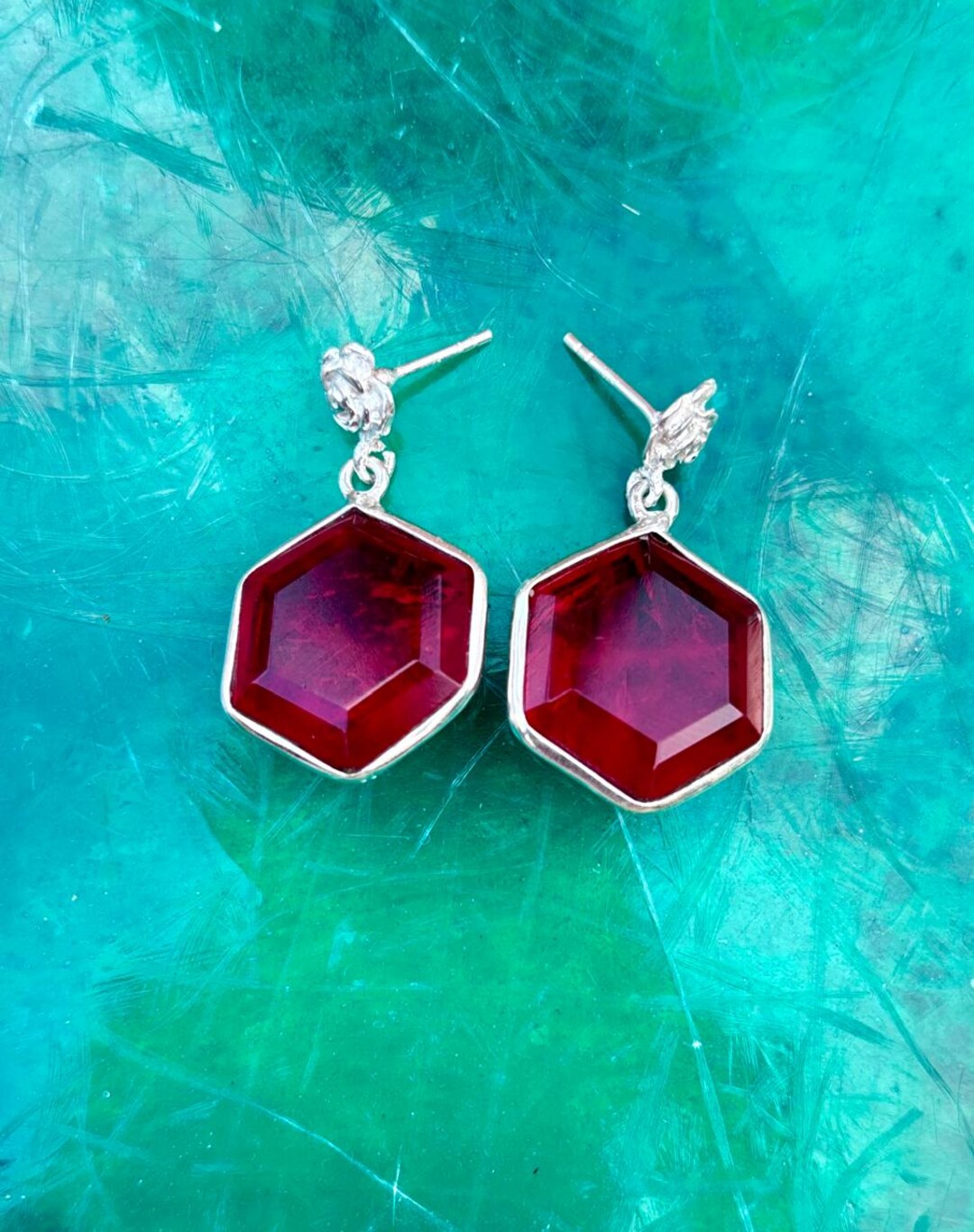 Red Crystal Drop Earrings: 925 Silver, Gold-tone Dangle - Etsy