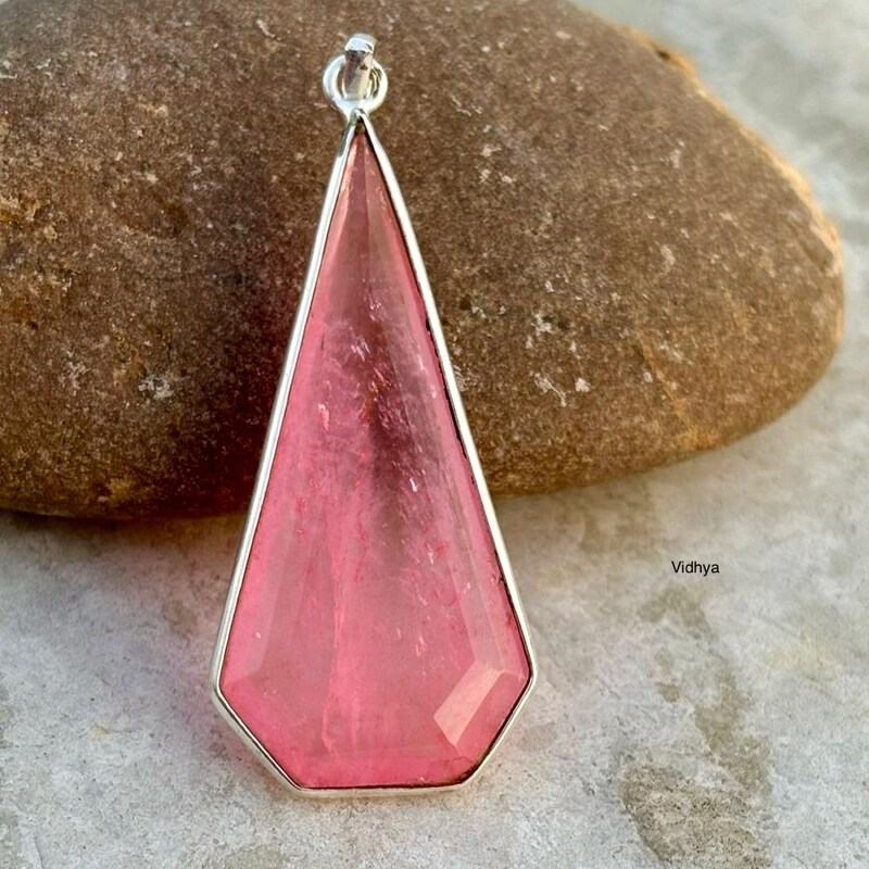 Pink Stone Pendant - Etsy