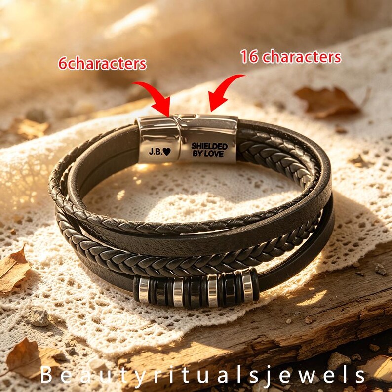 To My Son Multi-layer Braided Leather Personalized Engraved Bracelet ...