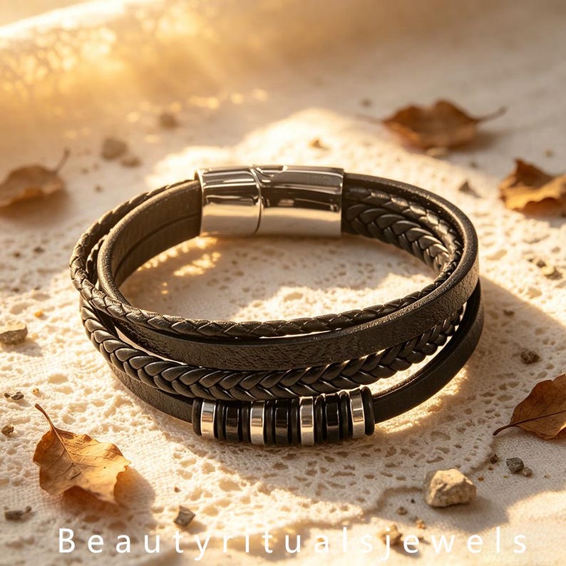To My Son Multi-layer Braided Leather Personalized Engraved Bracelet ...
