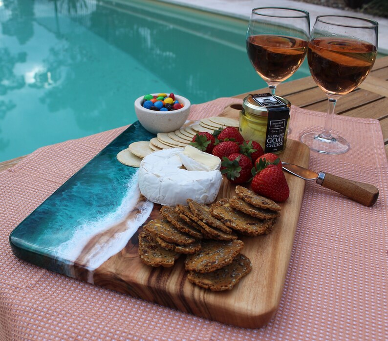 Ocean Art Resin Cheese Board Wide Paddle - Etsy Australia