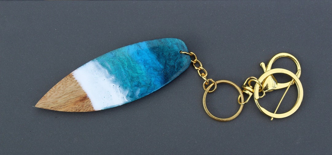 Resin Ocean Art Surfboard Keyring - Etsy Australia