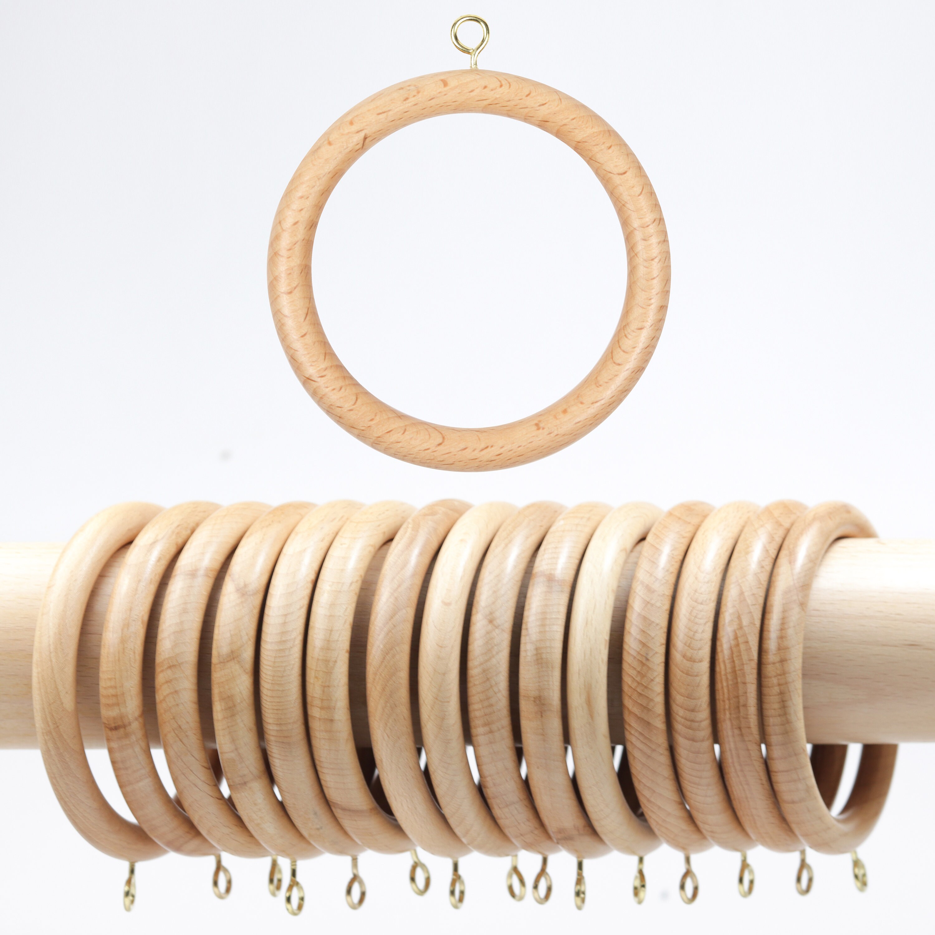 Wooden Curtain Rod Rings Set, Drapery Rings, for .75 to 2.5 Inch Rod ...