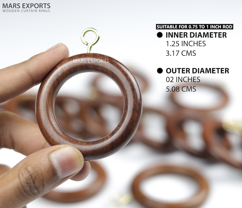 Wooden Curtain Rod Rings Set, Curtain Rings With Clips, Drapery Rod ...