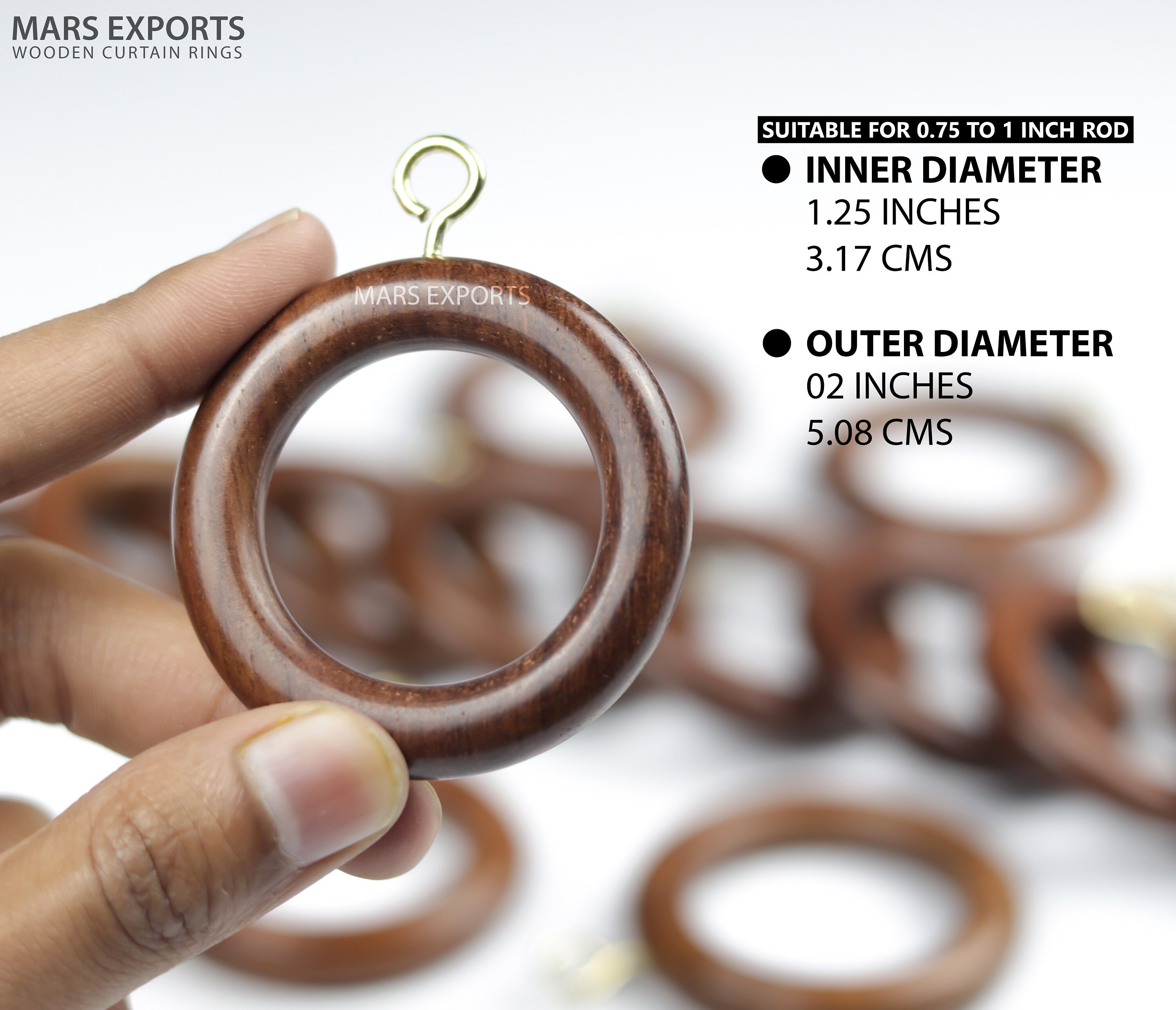 Wooden Curtain Rod Rings Set, Curtain Rings With Clips, Drapery Rod ...