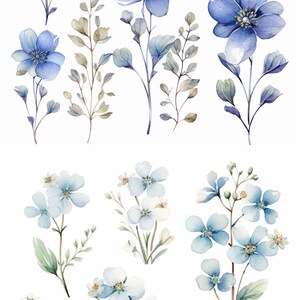 Blue Flowers Clipart - Blueish Floral - Watercolor Floral Clipart ...