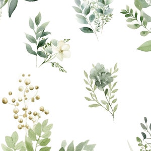 Floral Greenery Watercolor Clipart Flower Bundle Botanical Clipart ...