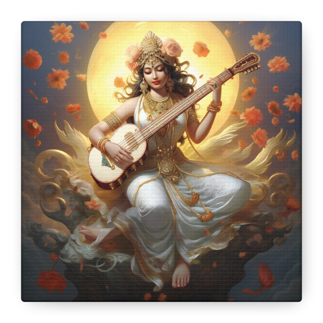 Canva Saraswati Devi Divine Mother Hindu Goddess Sacred Bhakti Devotion ...