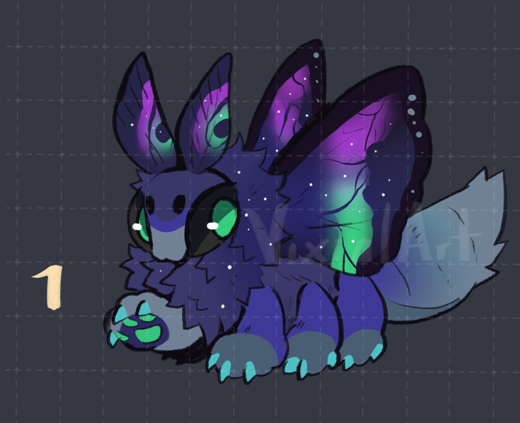 Digital Moth Adoptable Furry Adopt Fursona Feral Character Design - Etsy