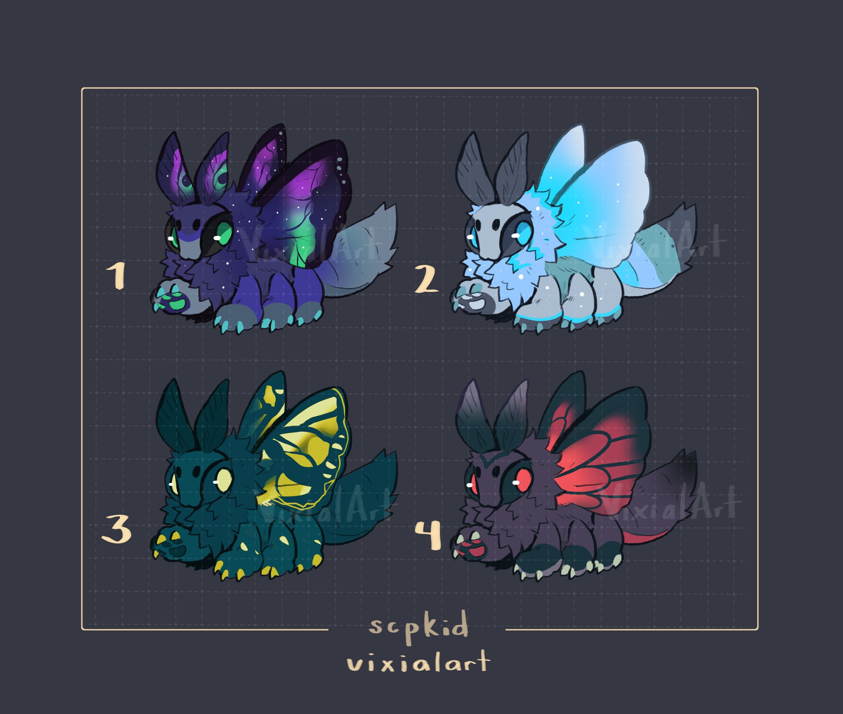 Digital Moth Adoptable Furry Adopt Fursona Feral Character Design - Etsy