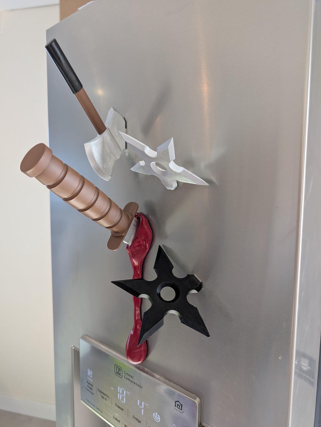 Original 3D Fridge Magnets in the Shape of an Axe, Knife and Ninja Star ...