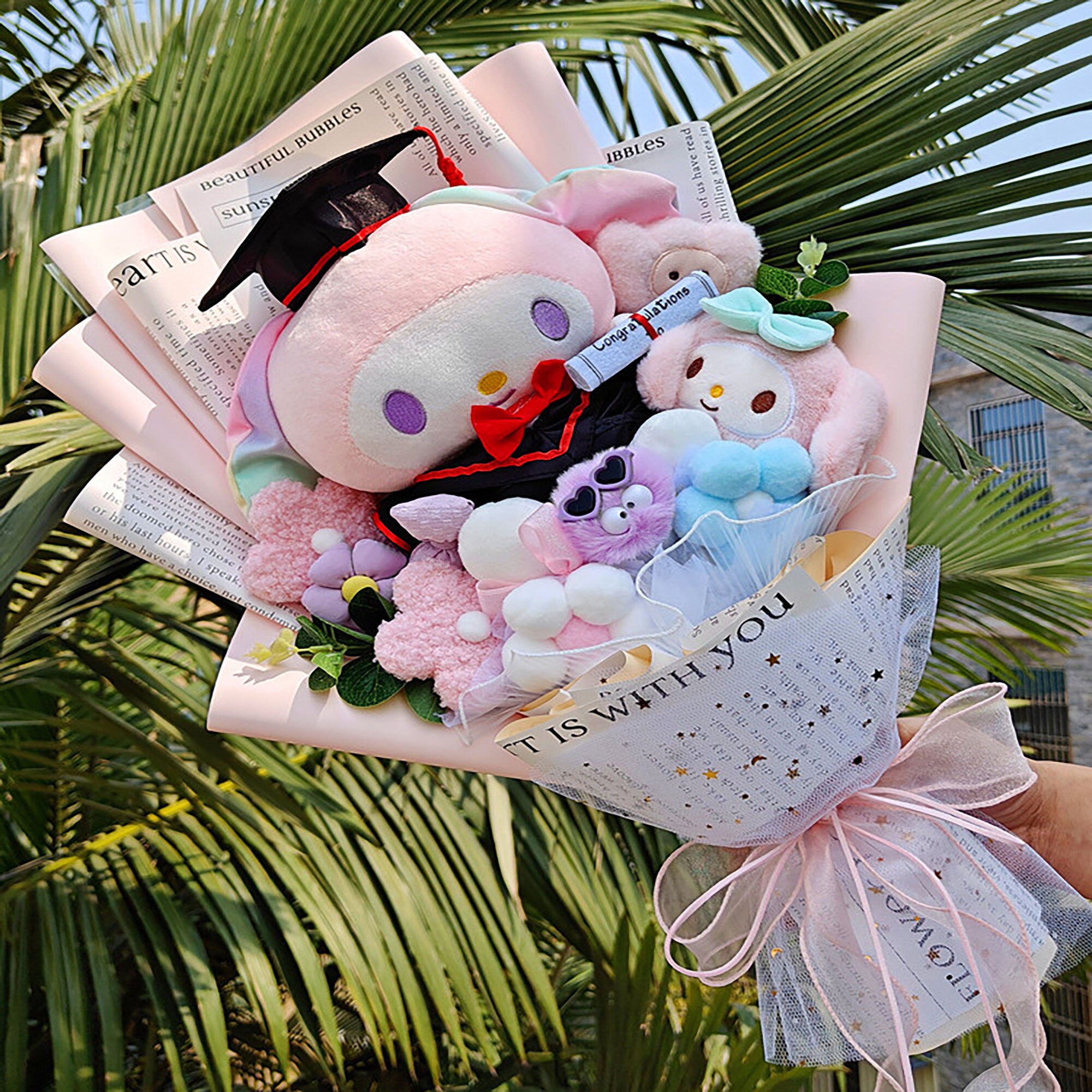 Graduation Hat Sanrio Kuromi Plush Bouquet Gift Back to School - Etsy