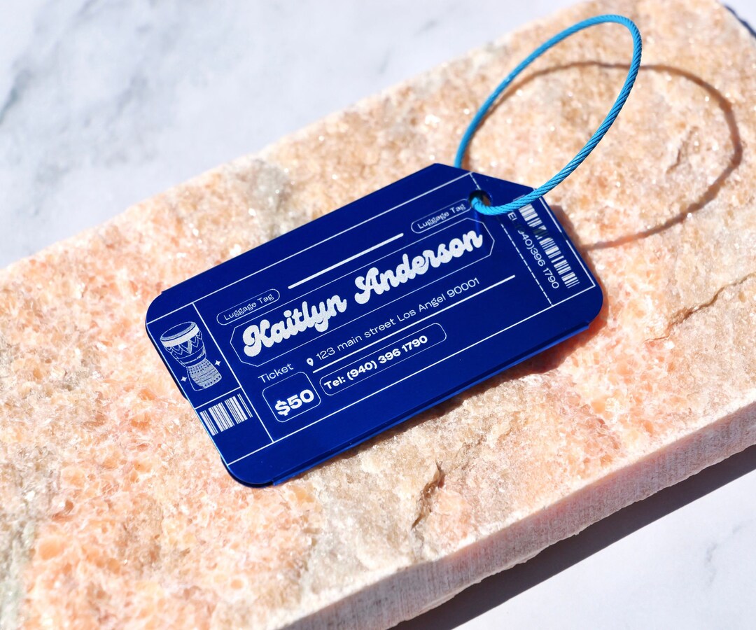 Custom Blue Metal Luggage Tag,personalized Engraved Aluminum Luggage ...