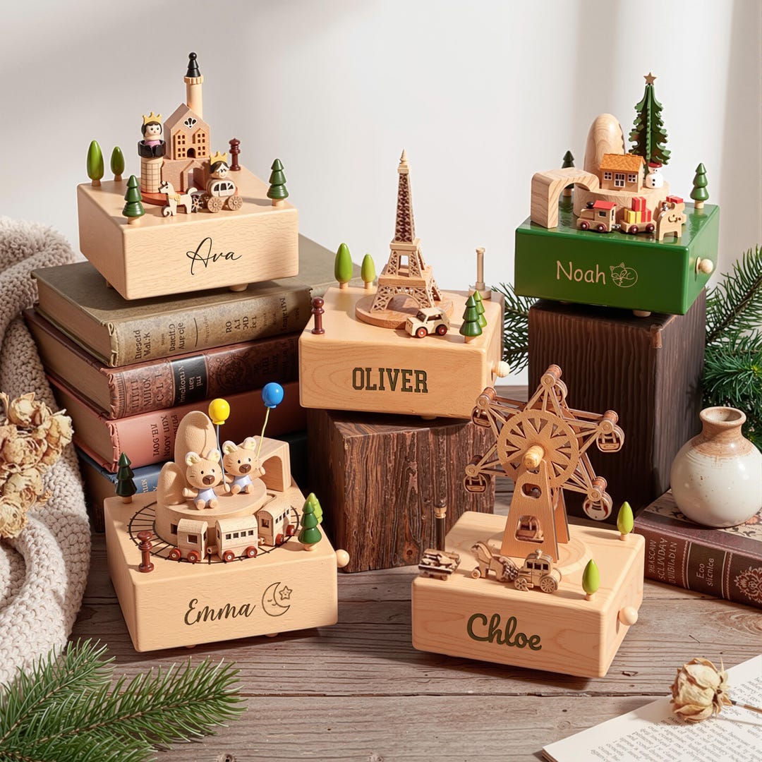 Personalized Wooden Train Music Box, Keepsake Gift for Kids, Baby ...