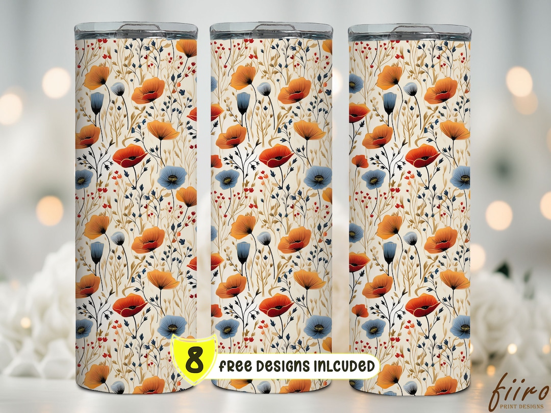 Poppy Flowers Tumbler Wrap: 20oz Skinny Tumbler Sublimation (digital ...