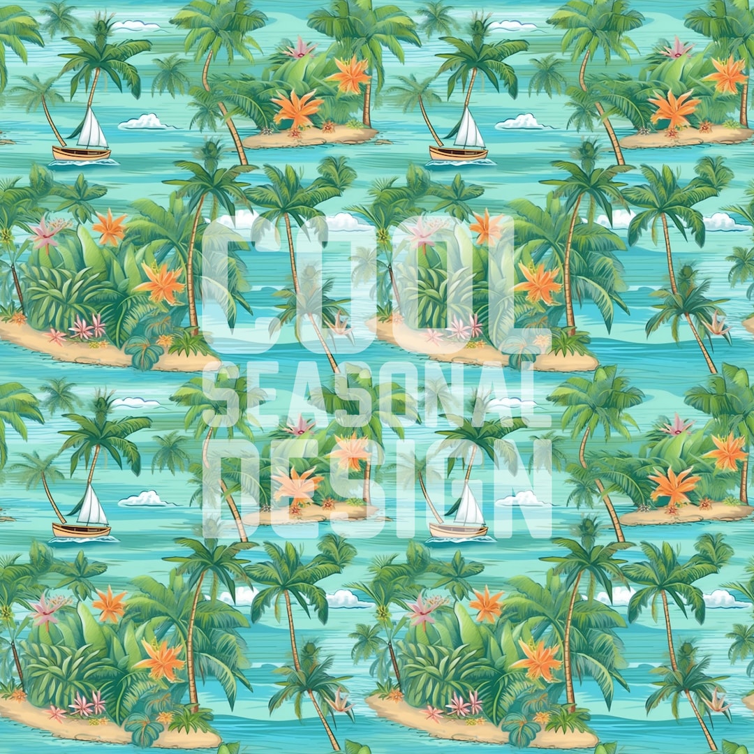 Tropical Beachy Vibe Pattern Seamless File for Fabric Printing - Etsy