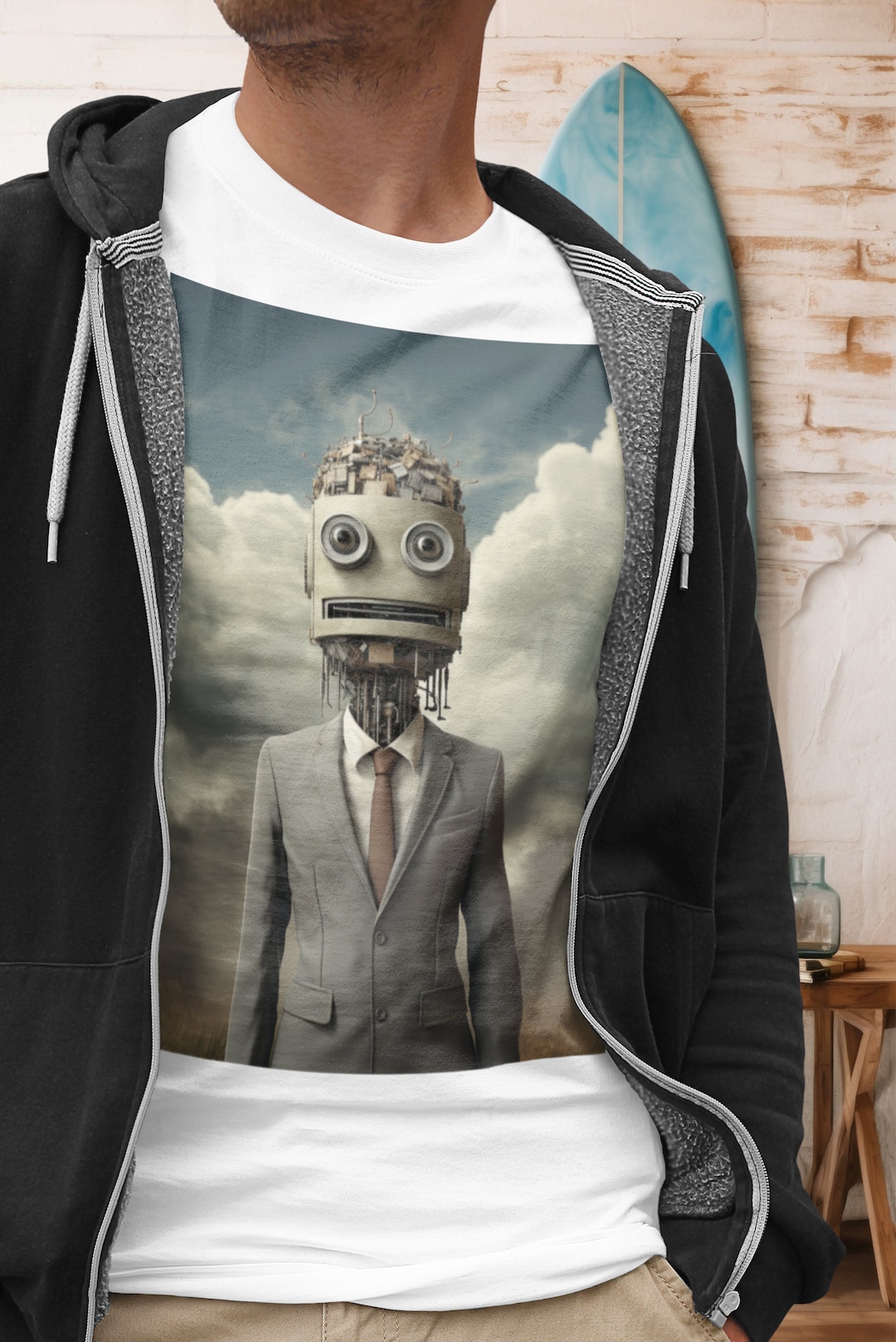 Robot Tshirt Surreal Scifi Adult Gift Geek Office Worker Coder ...
