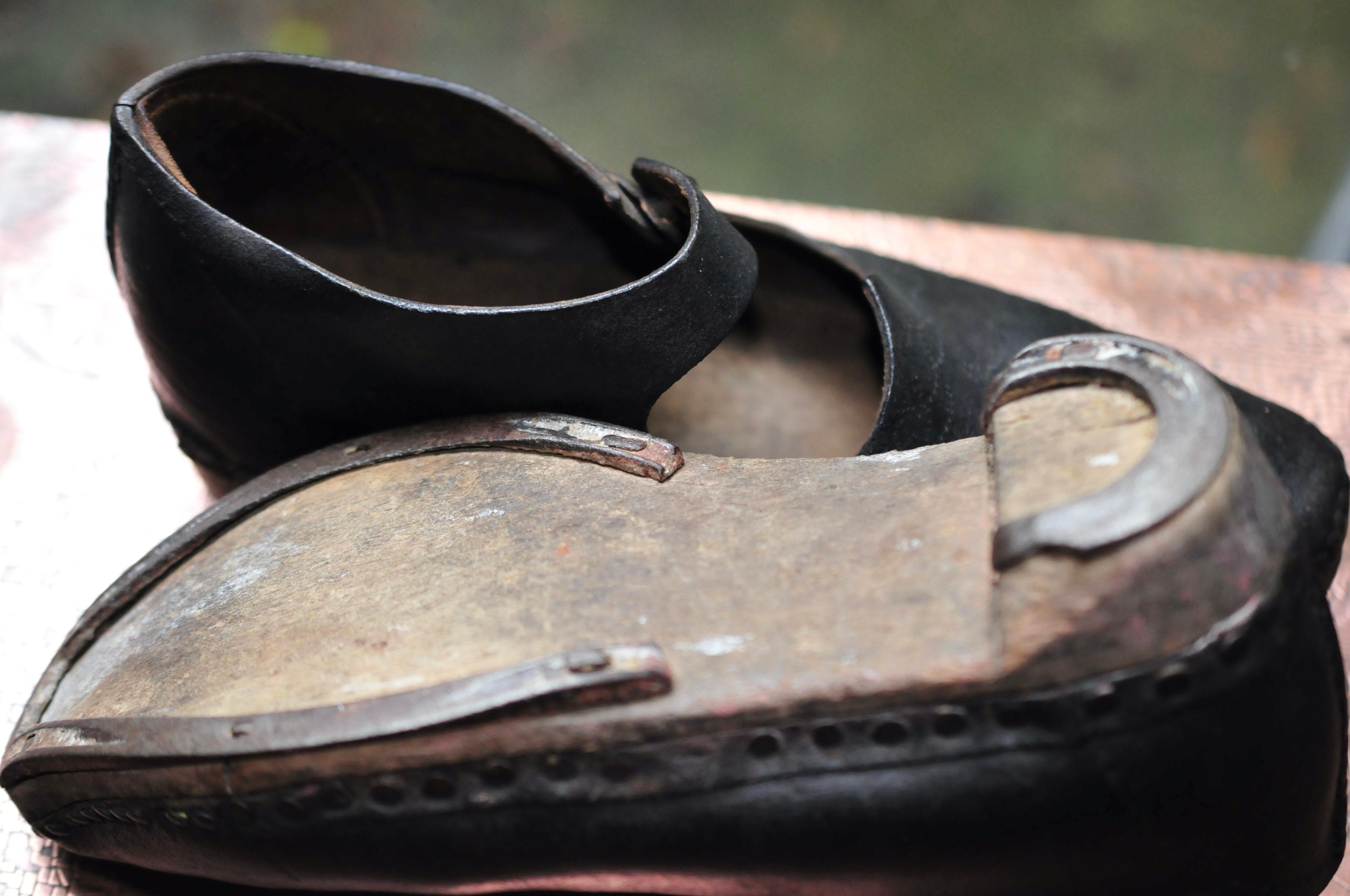 1914-1918 Ladies Lancashire Clogs With Wooden Soles and Heels | Black ...