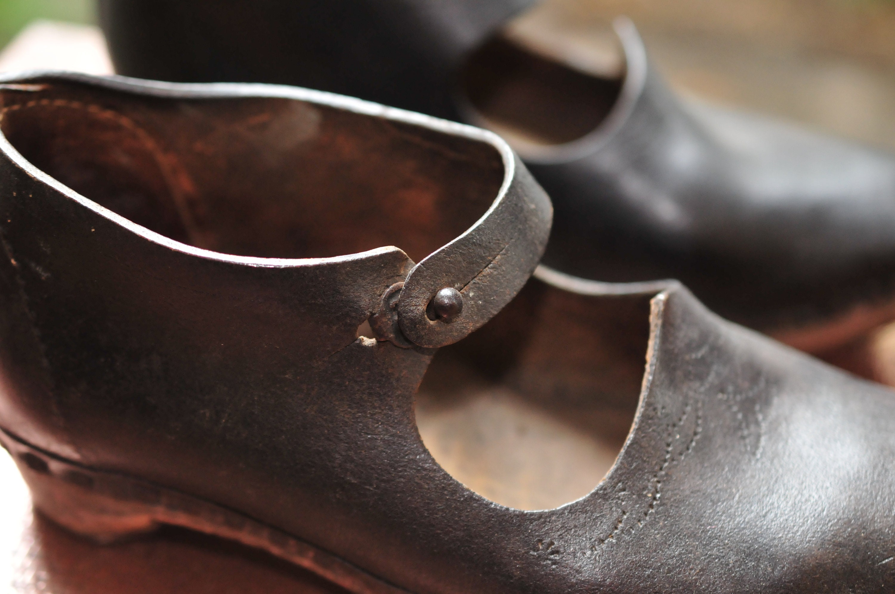 1914-1918 Ladies Lancashire Clogs With Wooden Soles and Heels Black ...