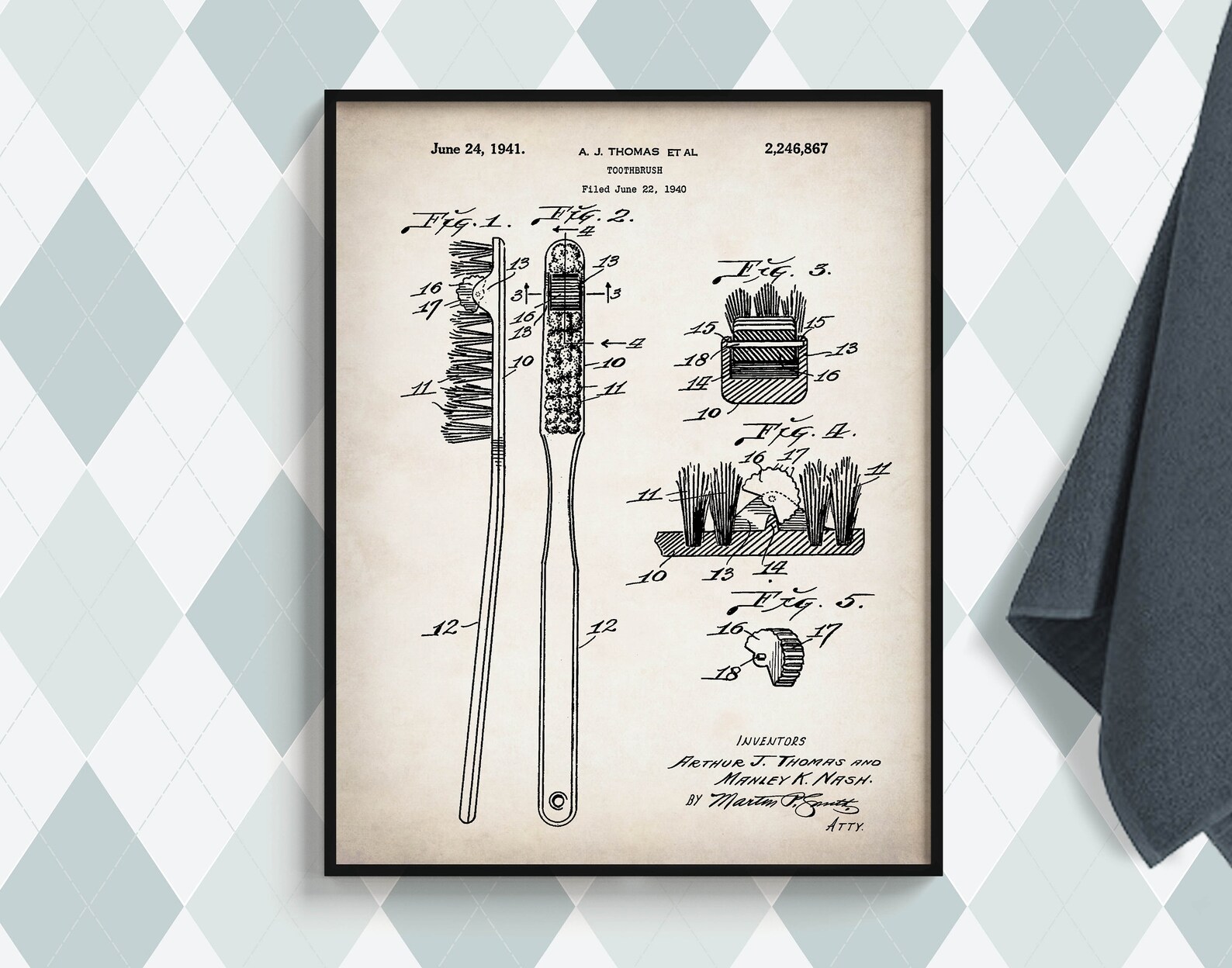 8 Bathroom Patent Prints Bath Blueprint Toothbrush Scheme Poster ...