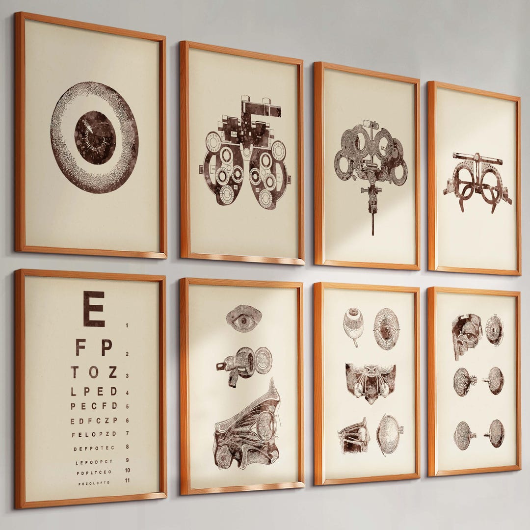 8 Vintage Optometry Posters Eye Anatomy Art Ophthalmology Art Eye ...