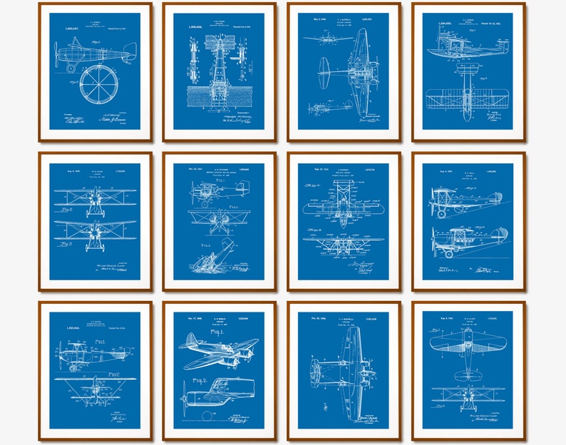 12 Airplane Blueprint Plane Patent Prints Aviation Art Airship Art ...