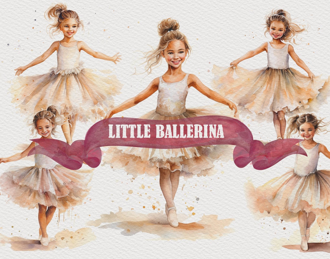 5 Little Ballerina Clipart, Watercolor Ballerina, Ballet PNG Clipart ...