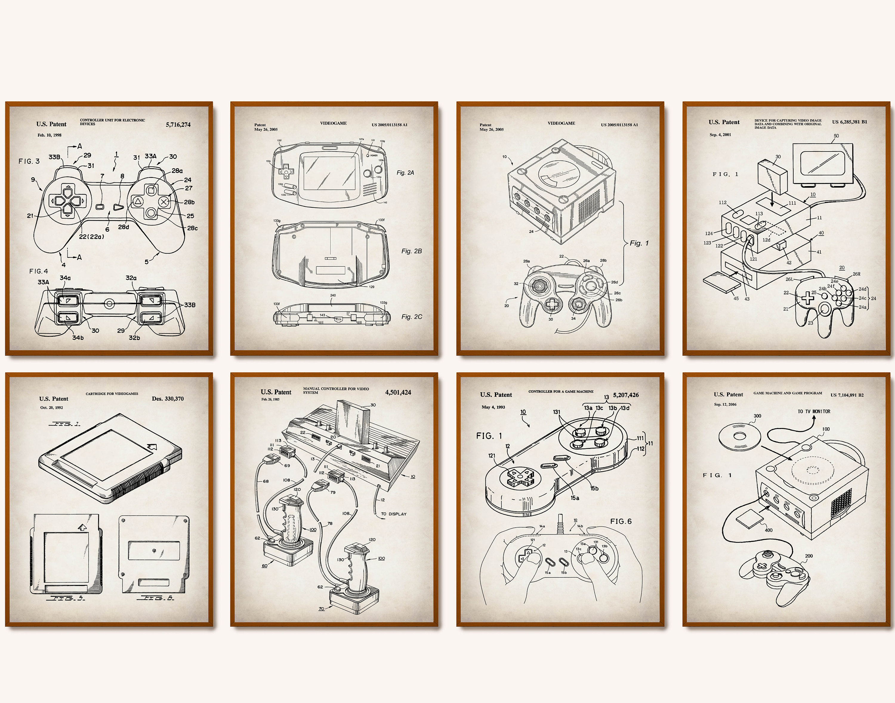 8 First Video Game Patent Prints Vintage Computer Game Blueprint ...
