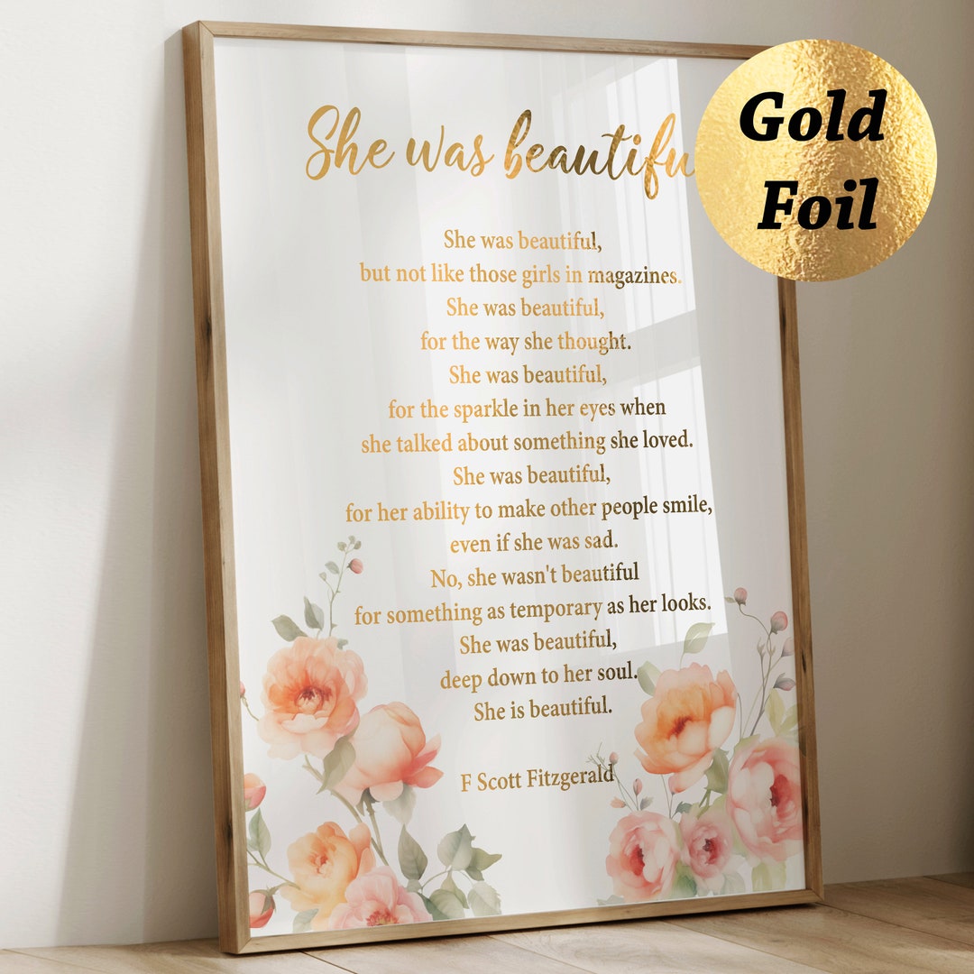 She Was Beautiful Poem, F Scott Fitzgerald Poem, Gold Poem Art, Lyrics ...