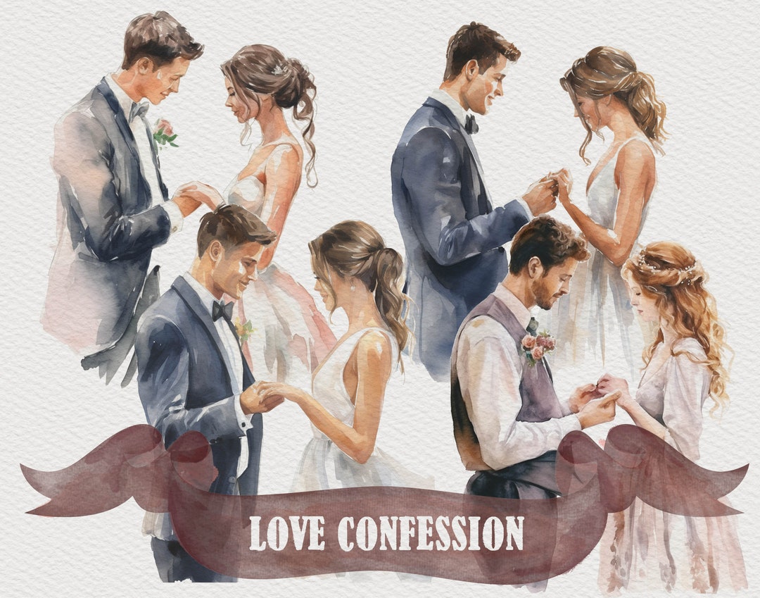 4 Love Confession Clipart Bride and Groom Clipart Declaration of Love ...