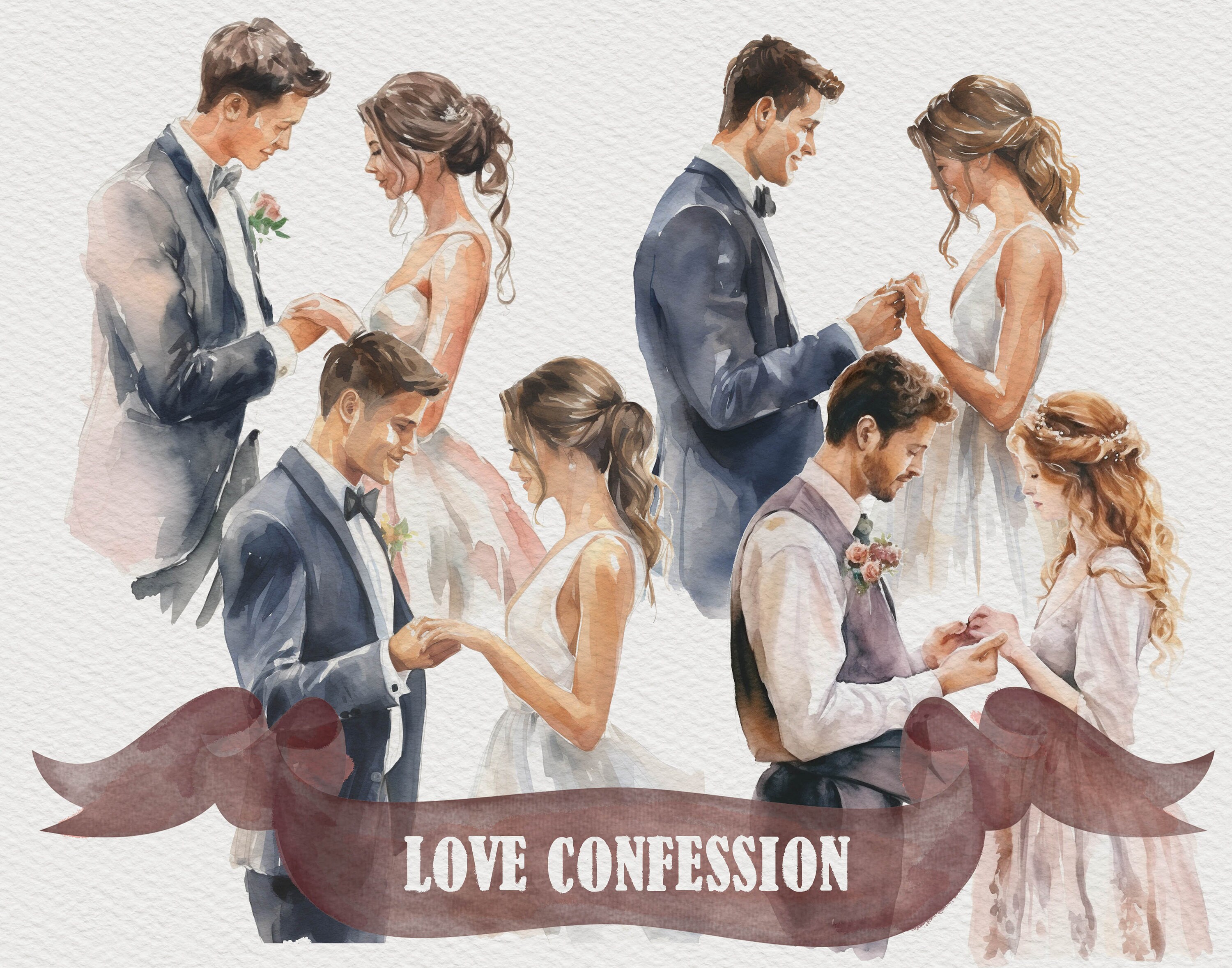 4 Love Confession Clipart Bride and Groom Clipart Declaration of Love ...