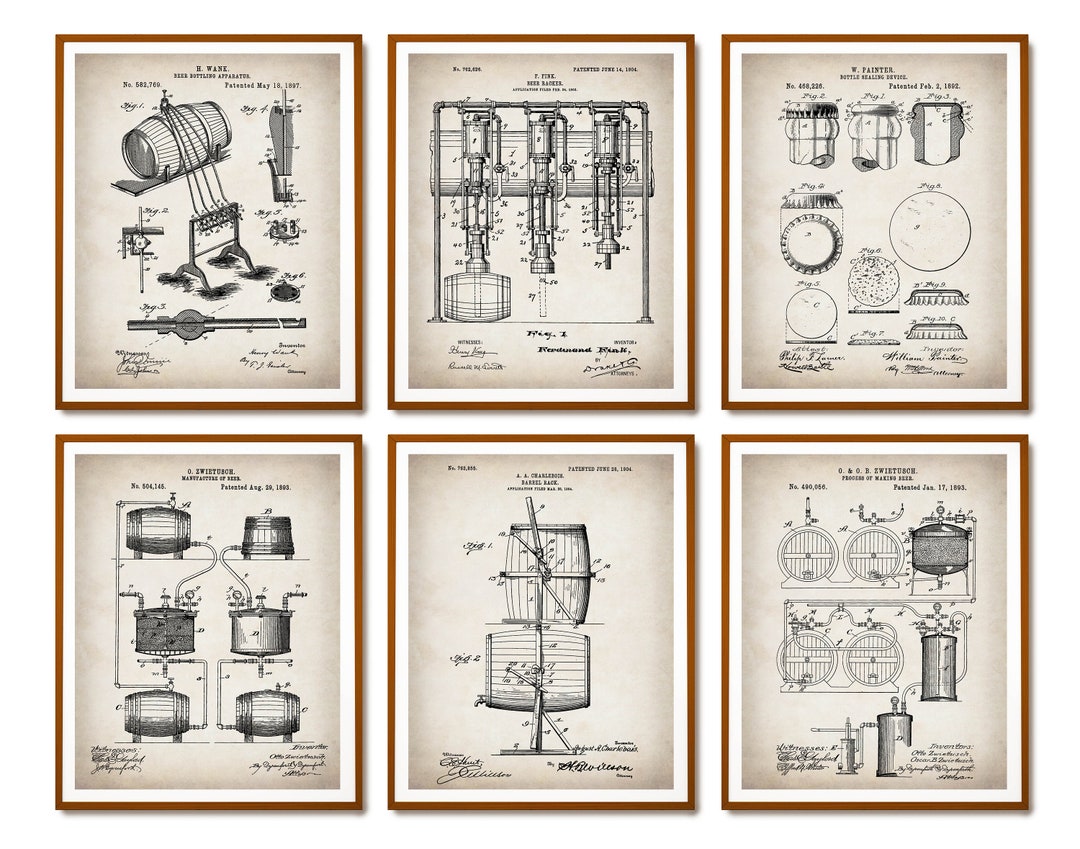 6 Beer Manufacture Patent Prints Beer Making Equipment Blueprint ...