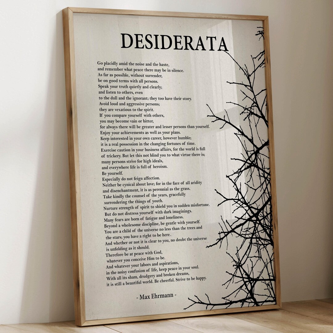 Desiderata by Max Ehrmann Poem Art Famous Poem Poster Inspirational ...