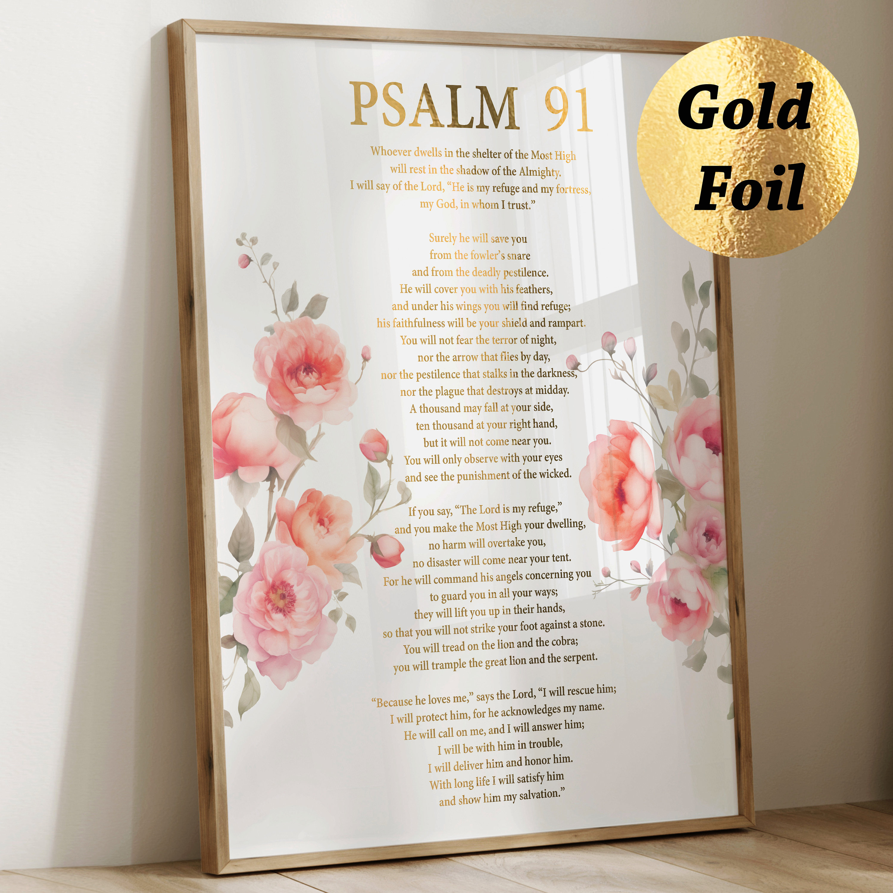 Psalm 91 Wall Art Christian Prayer Poster Bible Verse Religious Decor ...