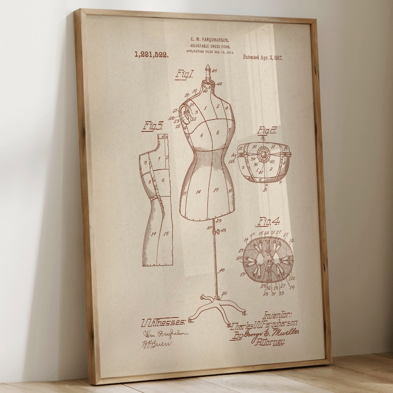 3 Sewing Blueprints Vintage Crafting Patent Prints Sewing Machine Art ...